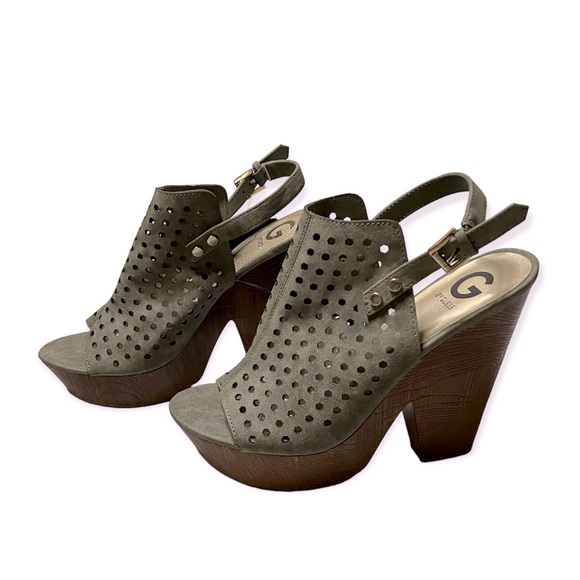 G by Guess | Shoes | G By Guess Laser Cut Olive Green Wedges Size 1 ...